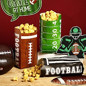 300 Pcs Football Popcorn Bags Football Candy Treat Bags Football Party Popcorn Boxes Football Popcorn Holder Football Paper Favor Bags for Football Theme Birthday Party Baby Shower Supplies