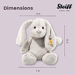Steiff Hoppie Rabbit Toy Figure, Premium Stuffed Animal (Light Grey, 11"), Soft & Cuddly Plush for Kids, Boys & Girls