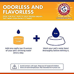 Arm & Hammer Complete Care Fresh Dental Water Additive for Dogs and Cats - Dog Water Additive, Dog Mouth Wash, Dog Dental Rinse, PetWater Additive, Cat Dental Care Bad Breath, Cat Supplies