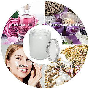 12 Pack 8 oz Round Frosted Glass Jars with Silver Metal Lids, 240ml Matte Clear Empty Candle Jars Cosmetic Jars Food Storage Containers, Canning Jars For Spice,Powder,Liquid,Sample,Face Cream Lotion