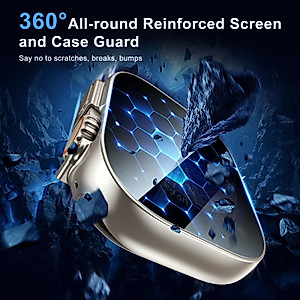 Uyiton 2 Pack for Apple Watch Ultra Privacy Screen Protector Case 49mm, [28Privacy Angle][Touch Sensitive][Not Easy to Break] Tempered Glass Bumper Cover iWatch Ultra Accessories