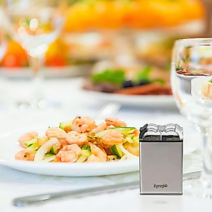 Salt & Pepper Shaker - Double Spice Stainless Steel Seasoning Jar Shaker - 2 in 1 Salt and Pepper Dispenser with Adjustable Pour Holes | 2.3oz Per Side