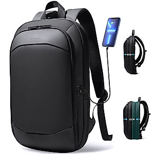 Laptop Backpack Work Business Slim Backpack 17'' Computer Men Women Expandable Lightweight Water-Resistant Durable Casual Daypack Anti-Theft USB Charging Port Bookbag for Travel College School-Black