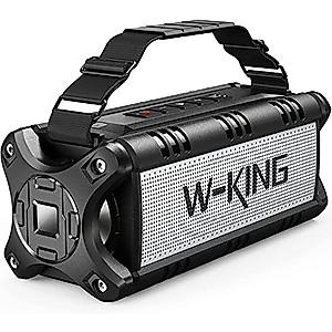 W-KING Bluetooth Speaker, 50W Powerful Bluetooth Speaker Loud IPX6 Waterproof, Large Outdoor Portable Speaker Wireless for Deep Bass/Bluetooth 5.0/Power Bank/40H Playtime/TF-Card/AUX/NFC/EQ (Black)