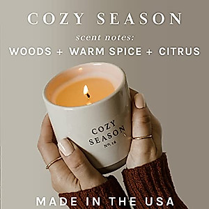Sweet Water Decor Cozy Season Candle | Woods, Warm Spice, and Citrus Autumn Scented Soy Candles for Home | 9oz Amber Jar, 40 Hour Burn Time, Made in the USA
