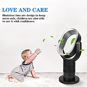 Simple Deluxe Portable Bladeless Tower Fan, 10 Speeds Settings, 10-Hour Timing Closure, Low Noise, Lightweight, 24 Inches, Black