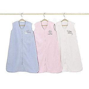 Sumersault - Pink Blanket with Cloud "Little Sleepy Head" Embroidery - 100% Microfleece Wearable Blanket for Babies 14-22 Lbs. | Swaddle Blanket, Medium