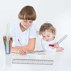 6 Inch 8 Inch 12 Inch Plastic School Rulers, 3 Pack Clear Ruler with Inches and Centimeters Drafting Office Tools for Student School Office