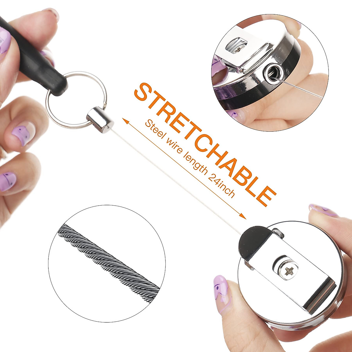 pasezenn 4 Pieces Heavy Duty Retractable Pull Pen Pencil Holder,Ideal Grip for Markers and Carpenter Pencils,Elastic Silicone Pencil Holder for Carpenters, Nurses, Waitresses, Construction Workers