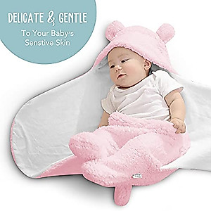 BlueMello Baby Swaddle Blanket | Ultra-Soft Plush Essential for Infants 0-6 Months | Receiving Swaddling Wrap Pink | Ideal for Baby Boy Accessories and Newborn Registry | Perfect Baby Girl Shower Gift