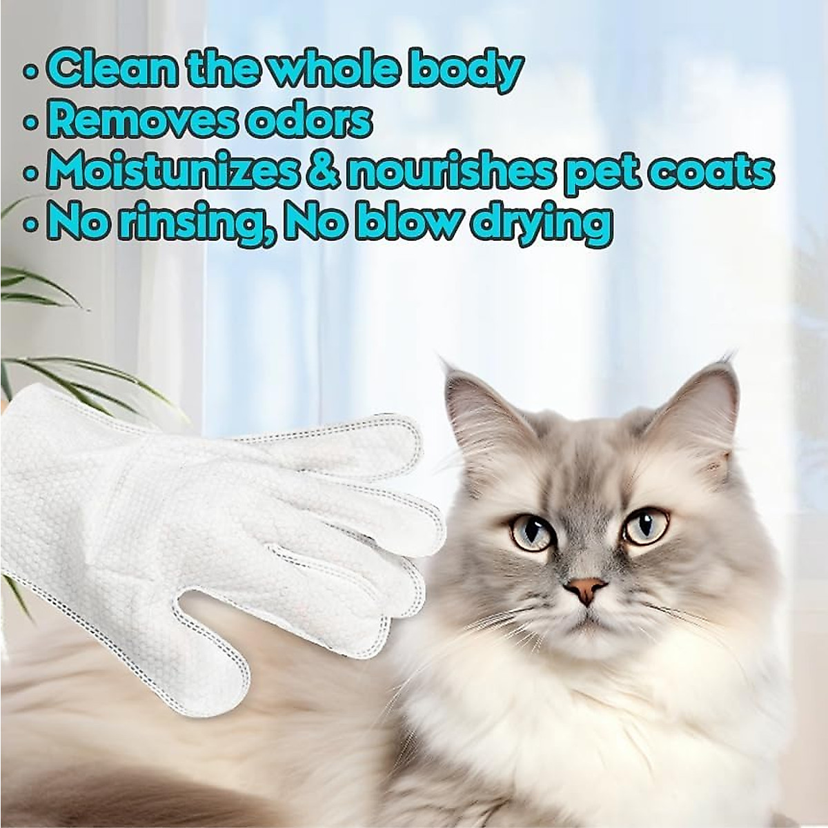 12PCS - Dog and Cat Cleaning Gloves, Cleaning Gloves for Dog and Cat Fur Face, Ear, Eye, Paws Cleaning Wipes，Pet Wash Free Gloves, Grooming Wipes for Pet No Rinse Thick Dog Wipes Gloves