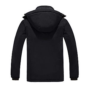 wantdo Men's Winter Hooded Ski Jacket Coat Waterproof Snowboard Jacket Black XL