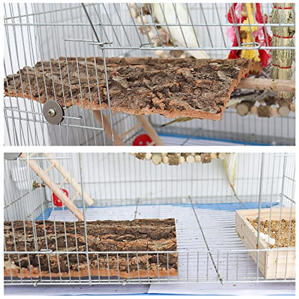 2 Pcs 12x8 Inches 100% Natural Cork Perch, Bird Cork Seat Boards, Birdcage Bark Decor Accessories, Natural Cork Bark Backdrop, Cork Bark Toy for Bird Budgie Parrot Cockatiel Hamster Guinea Pig Rat