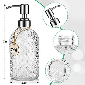 MOCLIF 16 OZ Clear Soap Dispenser with 304 Rustproof Stainless Steel Pump Bathroom Kitchen,Soap Dispenser,Refillable Liquid Glass Soap Dispenser for Hand Soap, Dish Soap, Lotion(Clear)