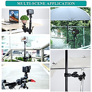 Super Clamp Double Camera Clamp, Crab Plier Clip Bracket Mount Monitor 360° Magic Arm Double Ball Head Adapter with 1/4"-20 for Photo Studio Light Stand/Umbrella Clamp/Motorcycle/ Insta360/ Gopro