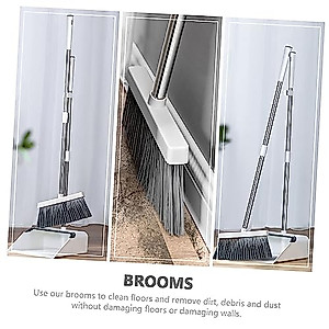 Outanaya 1 Set Hair Cleaning Broom Kitchen Brooms Indoor Broom Pet Poop Tray Broom Dustpan Kit Lobby Dust Pan Lobby Dustpan Lobby Broom Upright Sweep Broom Outdoor Dustpan Broom Kit Pp