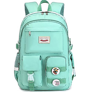 Makukke School Backpacks for Teen Girls - Laptop Backpacks 15.6 Inch College Cute Bookbag Anti Theft Women Casual Daypack,Green Backpack