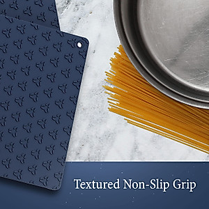 Cosy House Collection 4-Piece Oven Mitt & Pot Holder Set - 500°F Heat Resistant Trivet Cooking Gloves - Flexible, Durable & Comfortable Long-Lasting Silicone - Cooking, Baking & Grilling (Navy Blue)