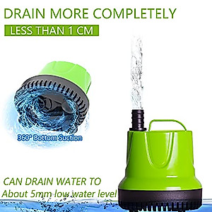 ALLYLANG 330GPH 25W Aquarium Submersible Water Pump, Apply to Fish Tank / Pond Fountain / Statuary / Hydroponics with 3 Nozzles 5.9ft Power Cord (330GPH)