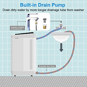 Nictemaw Portable Washing Machine, 17.8Lbs Capacity Full-Automatic Portable Washer, 2.4Cu.ft Washer and Dryer Combo with Drain Pump, 10 Programs 8 Water Levels Compact Laundry Washer for Apartment RV