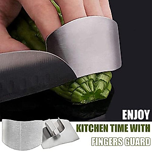 Suiwotin 4pcs Stainless Steel Finger Protector for Cutting, Metal Finger Guard for Chopping Vegetables, Kitchen Finger Guard for Dicing and Slicing (Single Finger)
