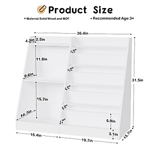 Lkeiyay Kids Bookshelf and Toy Storage,Nursery Bookshelf,Single-Sided Book Display with Storage,White