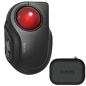 ELECOM Bitra Small Travel Trackball Mouse with Case, Bluetooth Wireless, Index Finger Control, Silent Mouse, Ergonomic Design, 5 Programmable Buttons