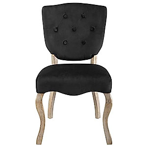 Modway Array French Vintage Tufted Performance Velvet Weathered Wood Dining Chair in Black