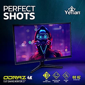 YEYIAN ODRAZ 27 inch IPS Panel HDR 4K UHD Slim Bezel PC Gaming Monitor 3840x2160, 1 Billion Colors, 99% sRGB, 300cd/m2, 1000:1, 60Hz 5ms, 16:9, 178°, G-Sync, FreeSync, DP/HDMI/USB, Speakers, VESA