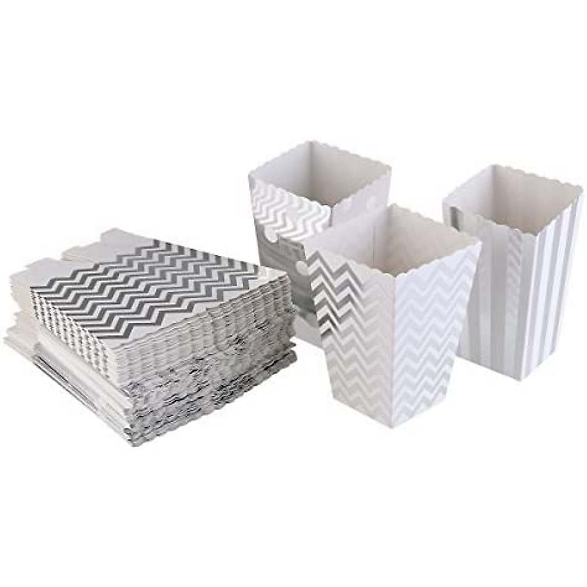 NUOLUX Popcorn Boxes Cardboard Candy Container 50pcs Silver Color