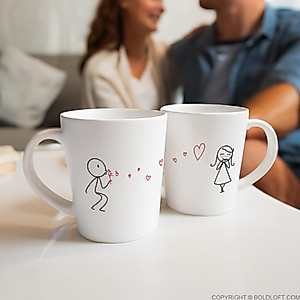 BoldLoft From My Heart to Yours His and Hers Matching Couple Coffee Mugs Set -Couples Gifts Valentines Day Anniversary Wedding Engagement Gifts for Wife Girlfriend Gifts Romantic Gifts for Her