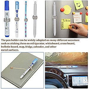 Colarr 50 Pieces Metal Pen Holder Clips Self Adhesive Pen Pencil Organizer with Adjustable Spring Loop Manganese Steel Pen Clip for Whiteboard Refrigerator Erase Board and Bulletin Board Map (Silver)