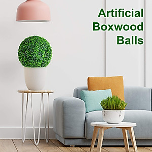 VegasDoggy 2 PCS 15.7 Inch Artificial Boxwood Balls Topiary - UV Protected 4 Layers Faux Plants Decorative Balls for Indoor, Outdoor, Garden, Wedding, Balcony, Backyard and Home Decor