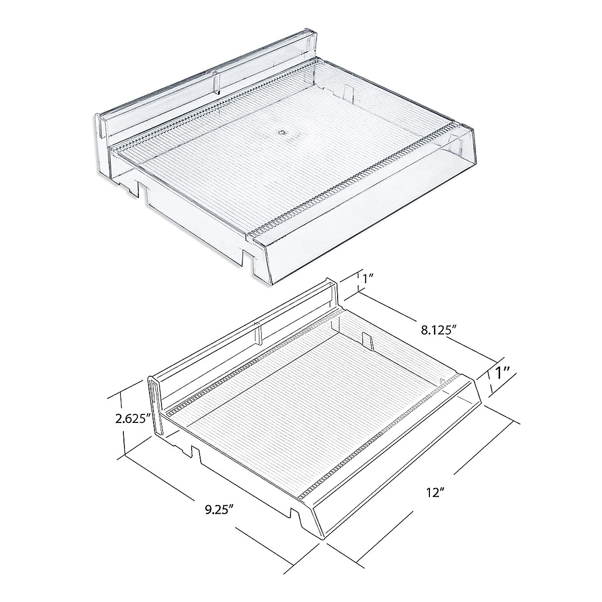 Azar Displays 225830-8COMP-CLR 8 Compartment Divider Bin Cosmetic Tray with Pushers - 8 Slots per Tray, 2-Pack, Clear