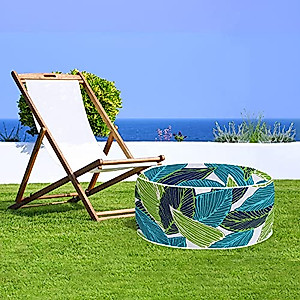 Grezone Inflatable Footstool Round Ottoman 21x9 Inch Used for Indoor or Outdoor Kids/Adults Home Yoga Patio Deck Front Porch Backyard Garden Travel Portable Camping Bearing 285 lb (Leaf)