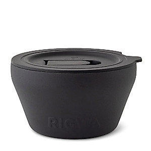 RIGWA Stainless Steel Insulated Food Container - Hot and Cold Insulated Bowl - Vacuum Sealed Containers for Food - Bowls with Lids, 20oz, Black Sand