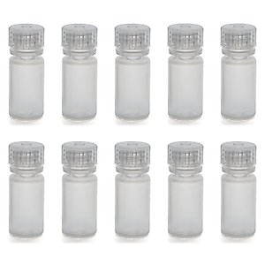 EISCO Pack of 10-4mL Rigid Plastic Reagent Bottle with Narrow Mouth (0.33" ID) and Screw Cap - Polypropylene