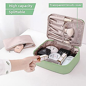 Didida 3 Pcs Makeup Bag Waterproof Cosmetic Bag for Women Travel Toiletry Bag Large Travel Makeup Case Multifunction Organizer Make Up Bag Brush Bags Reusable Toiletry Bag for Girls,green