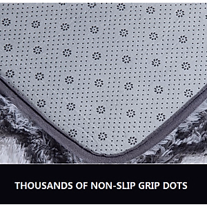 Shag Loomed Area Rug Warm Soft Faux Fur Luxury Rug Plush Throw Rugs Shaggy Fluffy Carpets for Living Room and Bedroom Nursery Rugs Abstract Home Decor Rugs,Grey_4040CM(1.3×1.3ft)