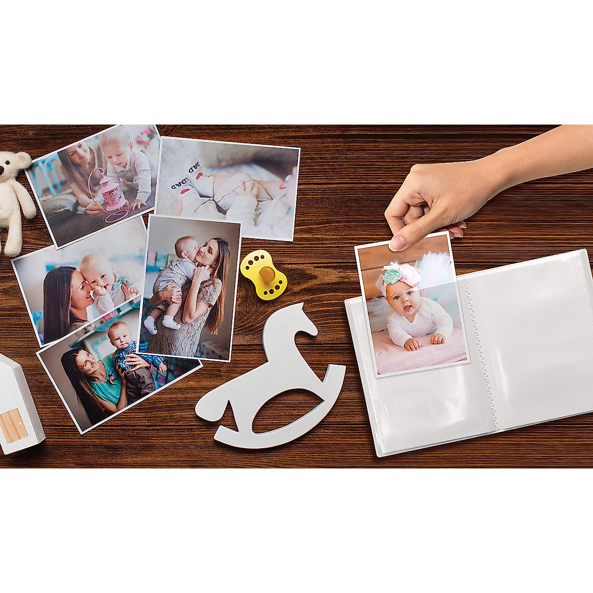 Better Office Products 36 Photo Mini Photo Album, 4 x 6 Inch, Pack of 6, Flexible Cover with Removable Decorative Inserts, Clear View Front Cover, 6 Pack