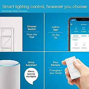 Lutron Caseta Original Smart Dimmer Switch (Lutron Smart Hub Required), for LED Lights, 150 Watt, Single-Pole/3-Way, No Neutral Required, PD-6WCL-BL, Black