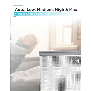 BLACK+DECKER BAPUV250 Air Purifier for Home Large Room with UV Light