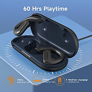 OpenRock S Open-Ear Air Conduction Headphones, Bluetooth 5.3 Wireless Over-Ear Earbuds, 60H Playtime, Deep Bass, IPX5 Waterproof, Built-in ENC Mic, Sports Earphones for Running Driving Office TV