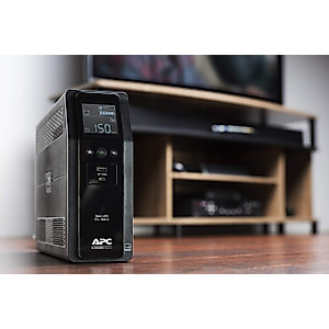 APC UPS BR1500MS, 1500VA Sine Wave UPS Battery Backup & Surge Protector, Backup Battery with AVR and LCD Display, 2 USB Charging Ports, Uninterruptible Power Supply, APC Back-UPS Pro Series (Renewed)