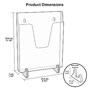 Acrimet Pocket File Holder Vertical Design Brochure Display (for Wall Mount or Countertop Use) (Removable Supports Included) (Letter Size) (Black Color)