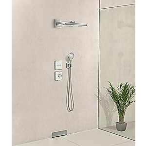 Wall Supply Elbow with Hand Shower Holder, Keymark Brass Square 1/2″Shower Hose Connector, Wall Mount Drop Ell Union Water Outlet, Brushed Nickel