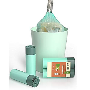 Small Trash Bags, AYOTEE 2 gallon trash bag Drawstring Compostable Trash Bags, 50 Counts Small Garbage Bags Bathroom Trash Bags Compost Bags Waste Basket Liners for Bathroom,Office,Pet,Car (Green)
