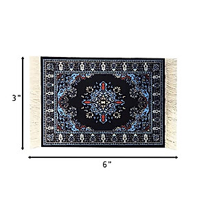Carpet Coasters, Set of 4 Turkish Rug Style Table Drink mats, Absorbent Kitchen and Dining Accessories, Spill & drip Protection, Rectangular