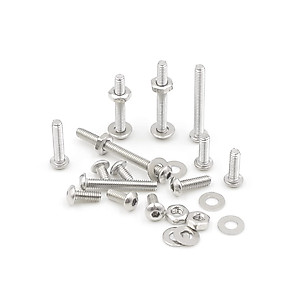 MCMASKE 310PCS Metric M2.5 304 Stainless Steel Button Head Socket Cap Screws Hex Nuts Flat Washers Assortment Kit