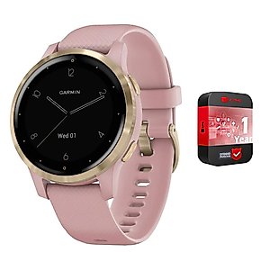 Garmin Vivoactive 4S GPS Smartwatch with Music & Fitness Activity Tracker & Health Monitor Apps (Dust Rose/Gold) 010-02172-31 4 S Bundle with CPS Enhanced Protection Pack